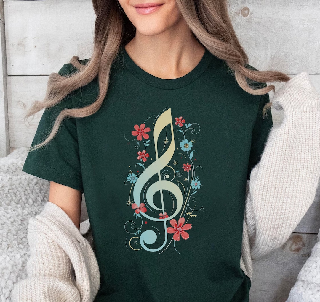 Floral Music Notes Shirt, Music Lover T-shirt, Cute Music Gift ...