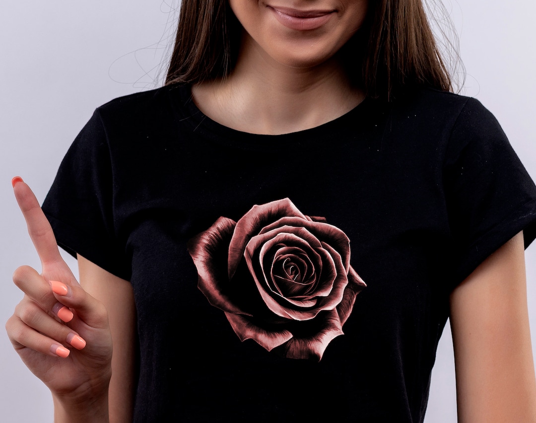 Black Rose T-shirt: Gothic Floral Tee, Emo Grunge Clothing - Etsy
