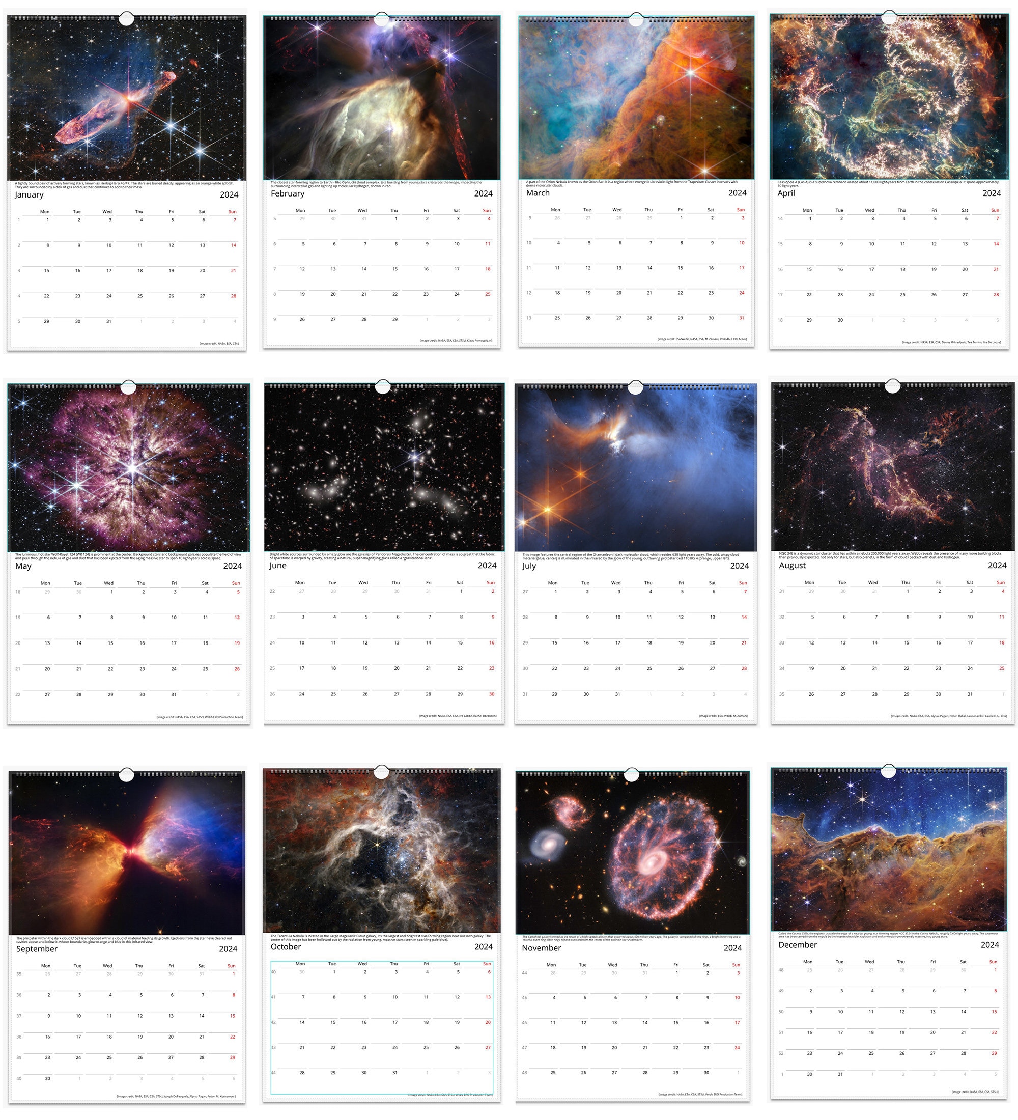 James Webb Space Telescope 2024 Wall Calendar, A3 11.7 X 16.5 In ...