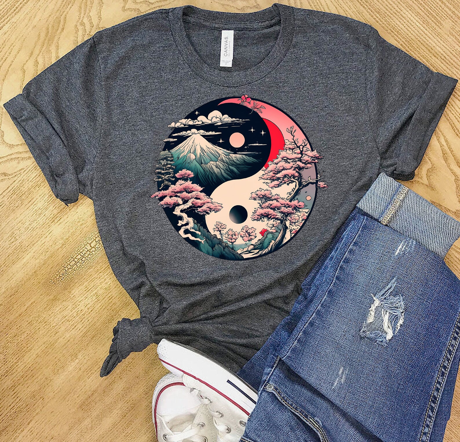 Japanese Yin Yang Meditation Shirt, Spiritual Buddhism T-shirt, Yoga ...