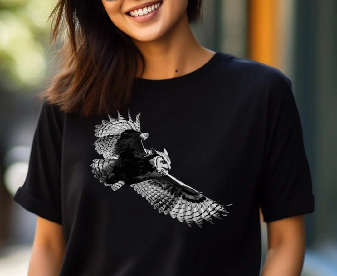 Night Owl Tee, Flying Owl Shirt, Birdwatcher Gift, Unisex Bird T-shirt ...