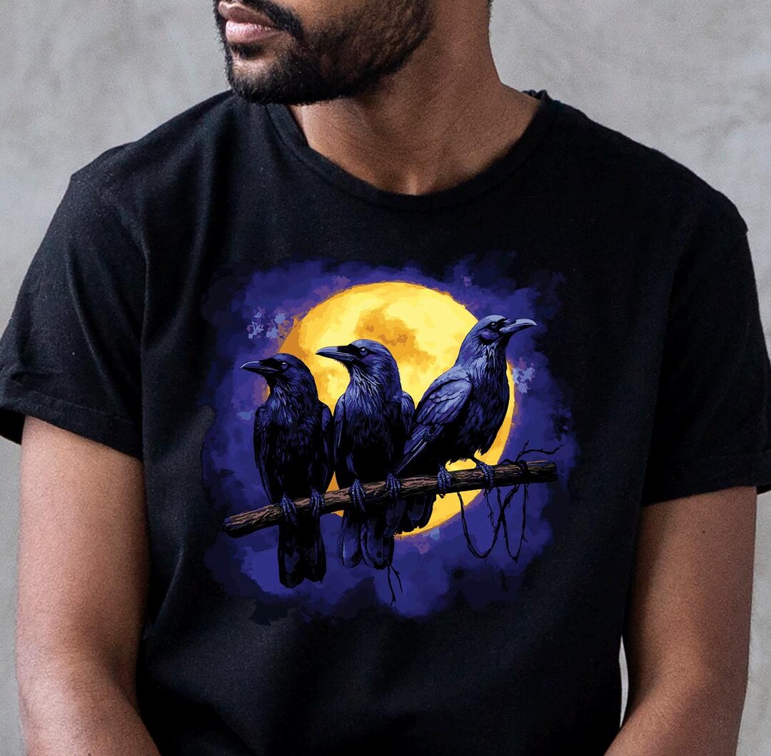 Raven Moon Tee, Gothic Bird Shirt, Crow T-shirt, Halloween Fashion ...