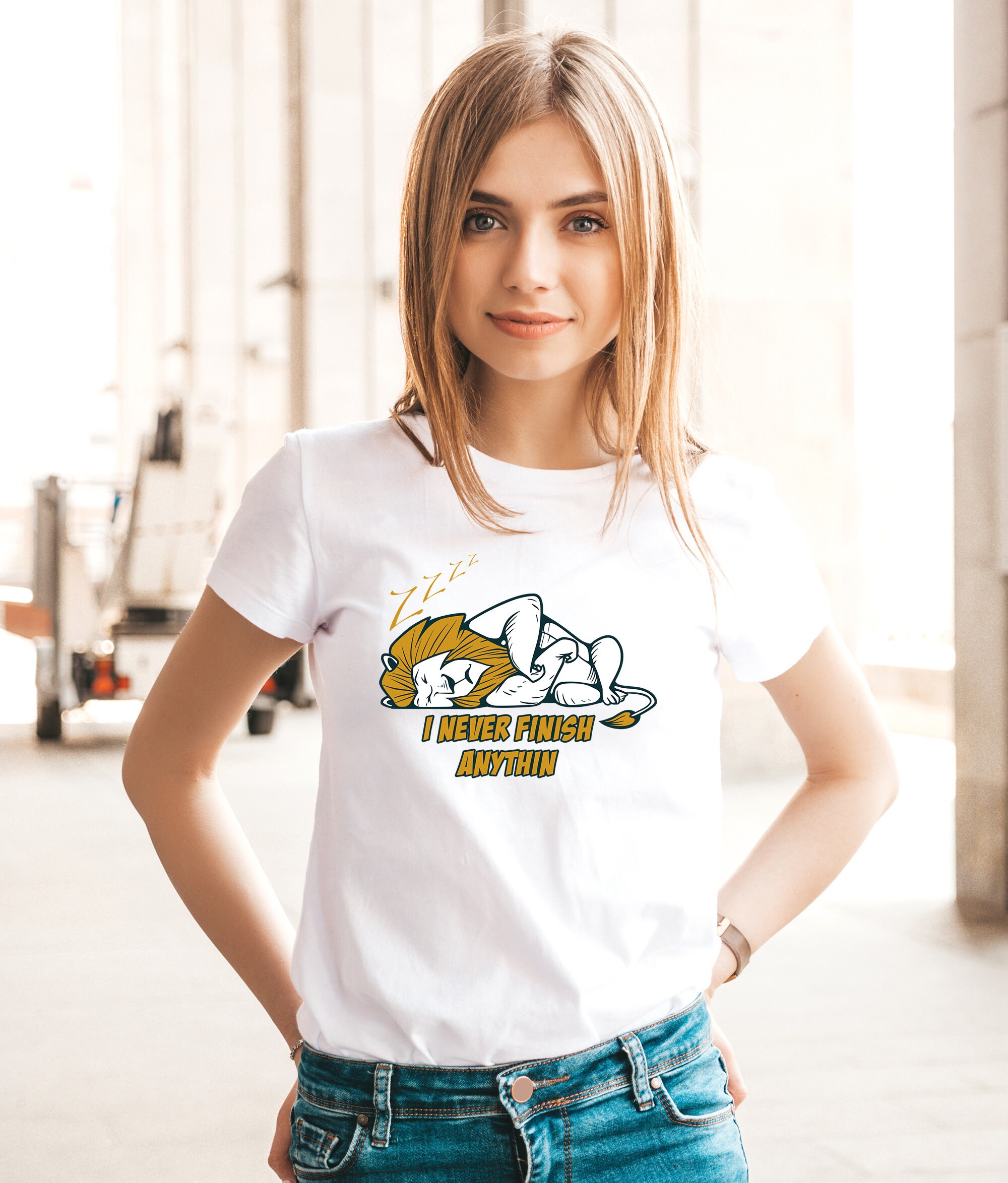 Sleeping Lion T-shirt, I Never Finish Anithin Funny Shirt, Gag Gift ...