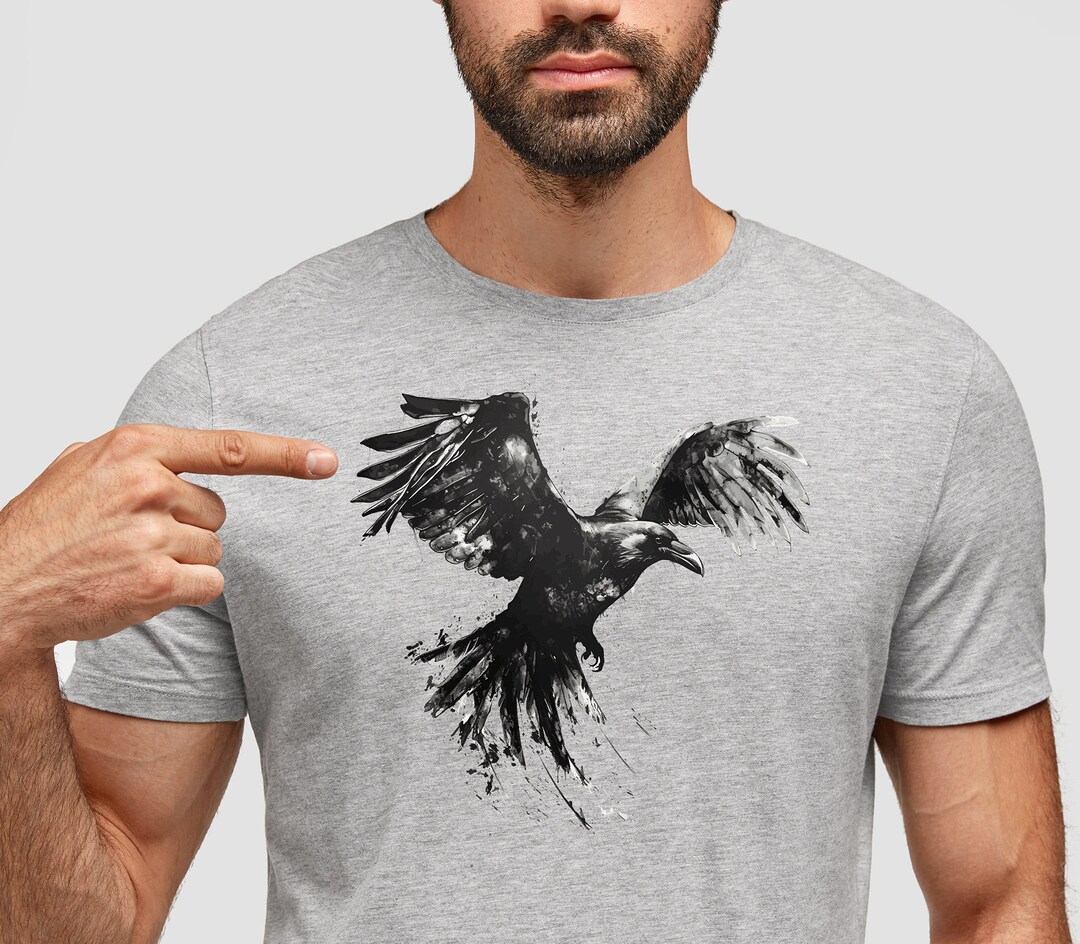 Soaring Raven Tee, Norse Mythology Crow T-shirt, Crow Raven Pagan T ...