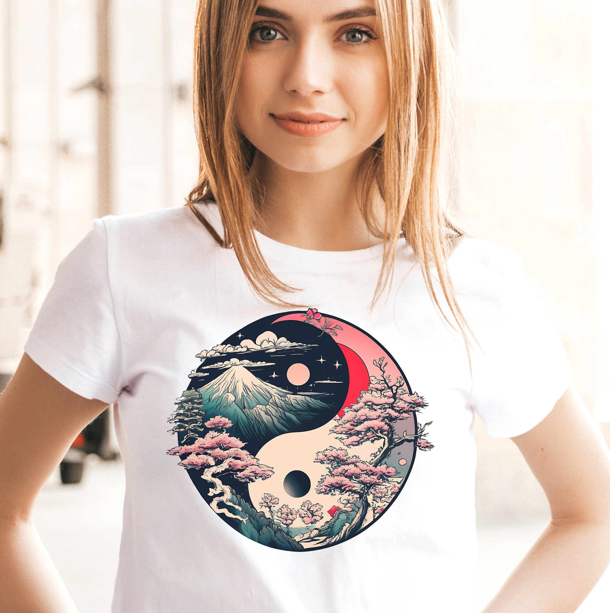 Japanese Yin Yang Meditation Shirt, Spiritual Buddhism T-shirt, Yoga ...