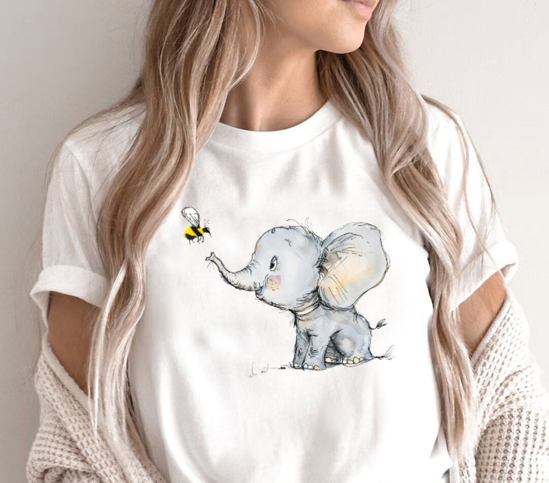 Baby Elephant & Bumblebee T-shirt: Playful Safari Tee - Etsy