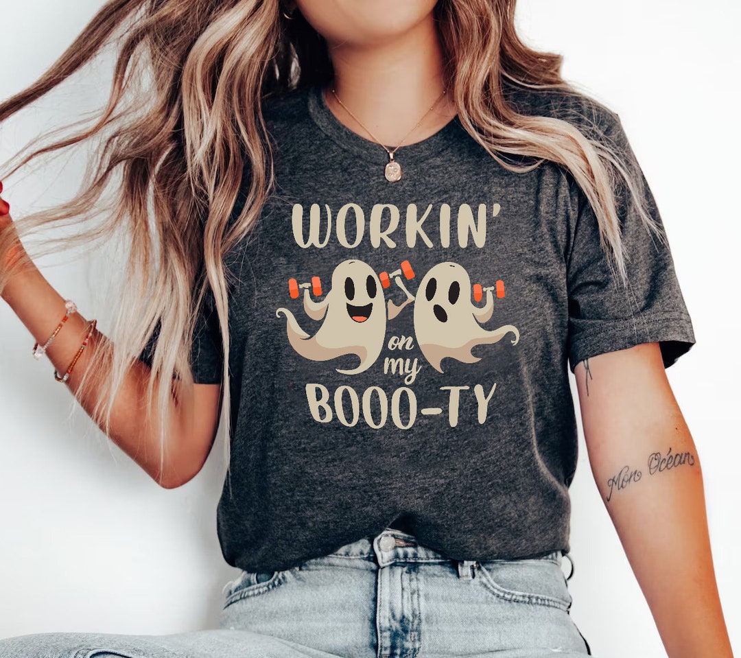 Working on My Booty T-shirt, Funny Gym Shirt, Workout Tee, Jogging ...