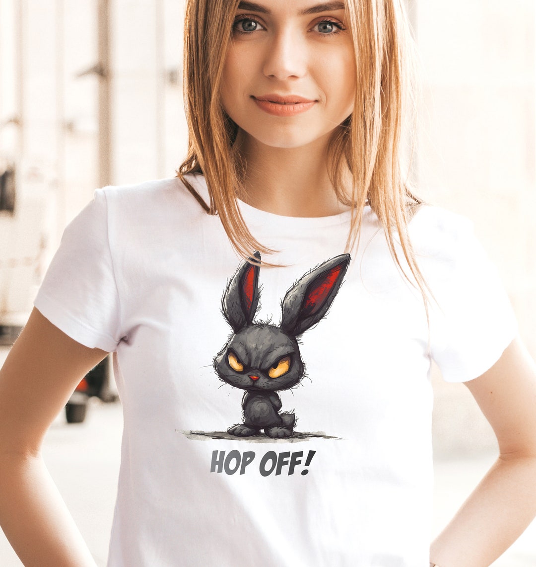 Funny Angry Bunny Shirt, Hop off Rabbit Tee, Unisex Cute Rabbit T-shirt ...
