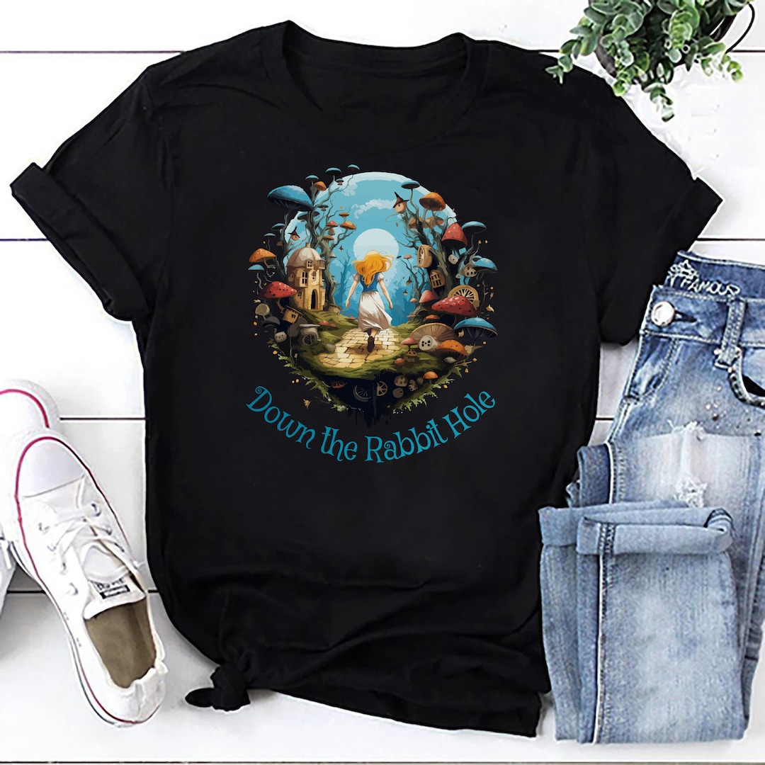 Down the Rabbit Hole Wonderland Shirt, Lewis Carroll Fairytale Gift ...