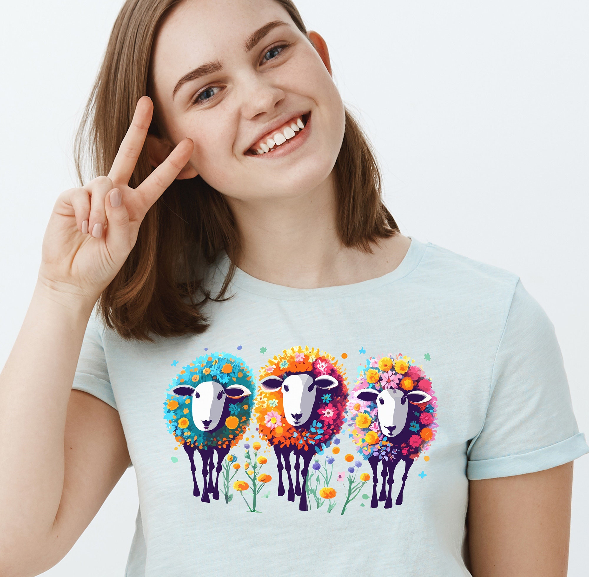 Floral Sheep Shirt, Lamb T-shirt, Flower Sheep Tee, Sheep Shirt, Sheep Lover Gift, Farmer Shirt ...
