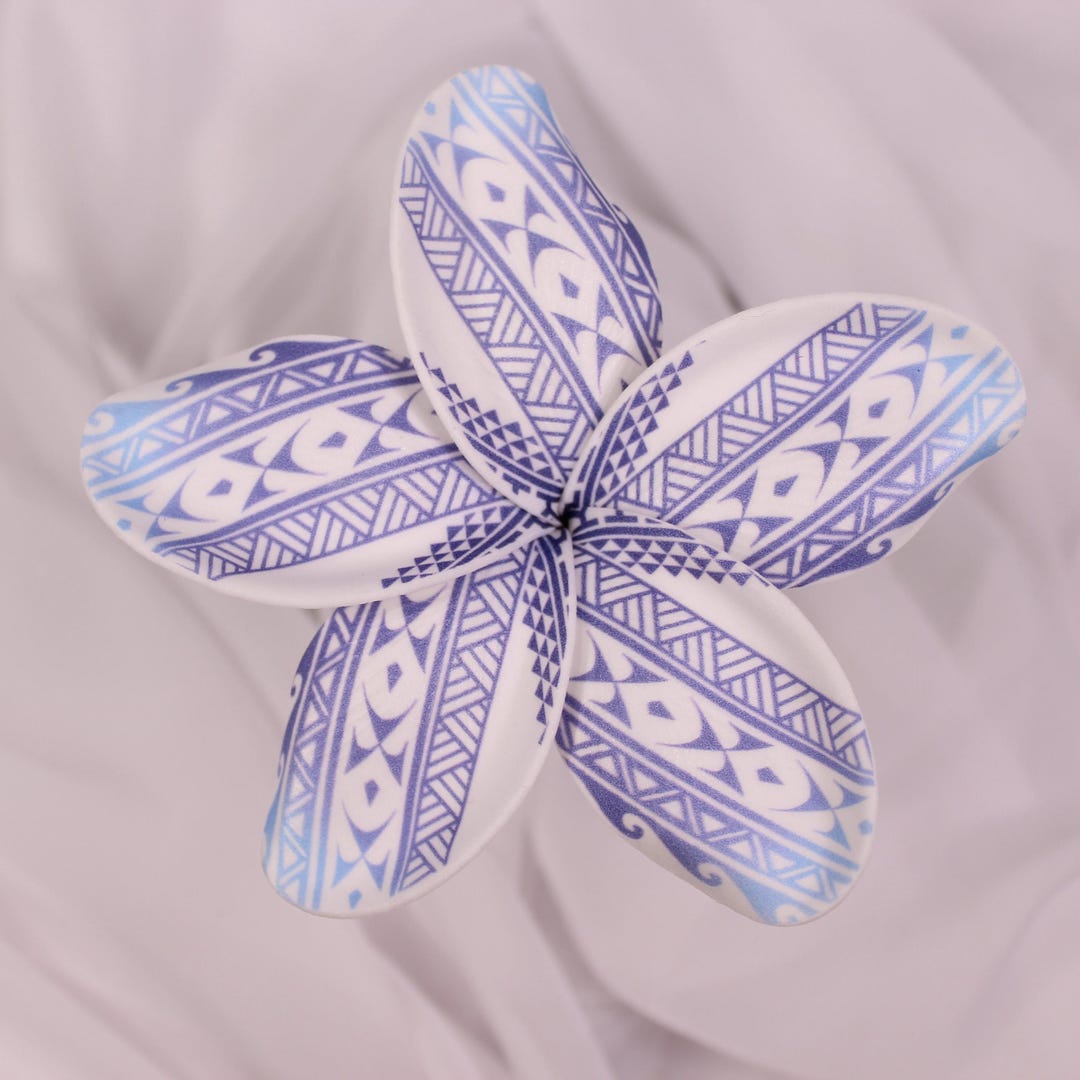 Blue & White Tribal Tattoo Frangipani Real Touch 11cm, Lifelike ...