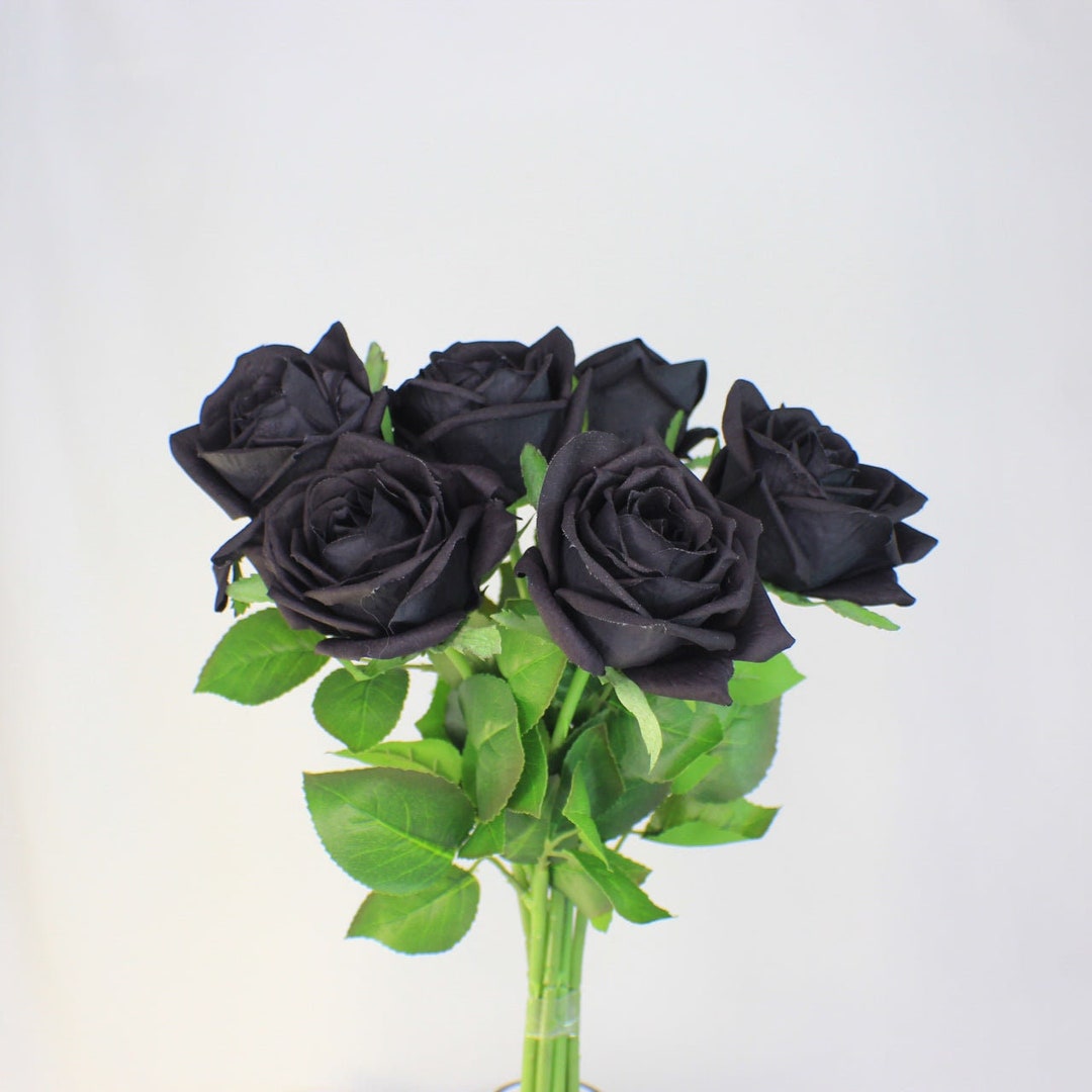 Black Large Real Touch Rose -(6 Pack) - Realistic Artficial Flowers - Etsy