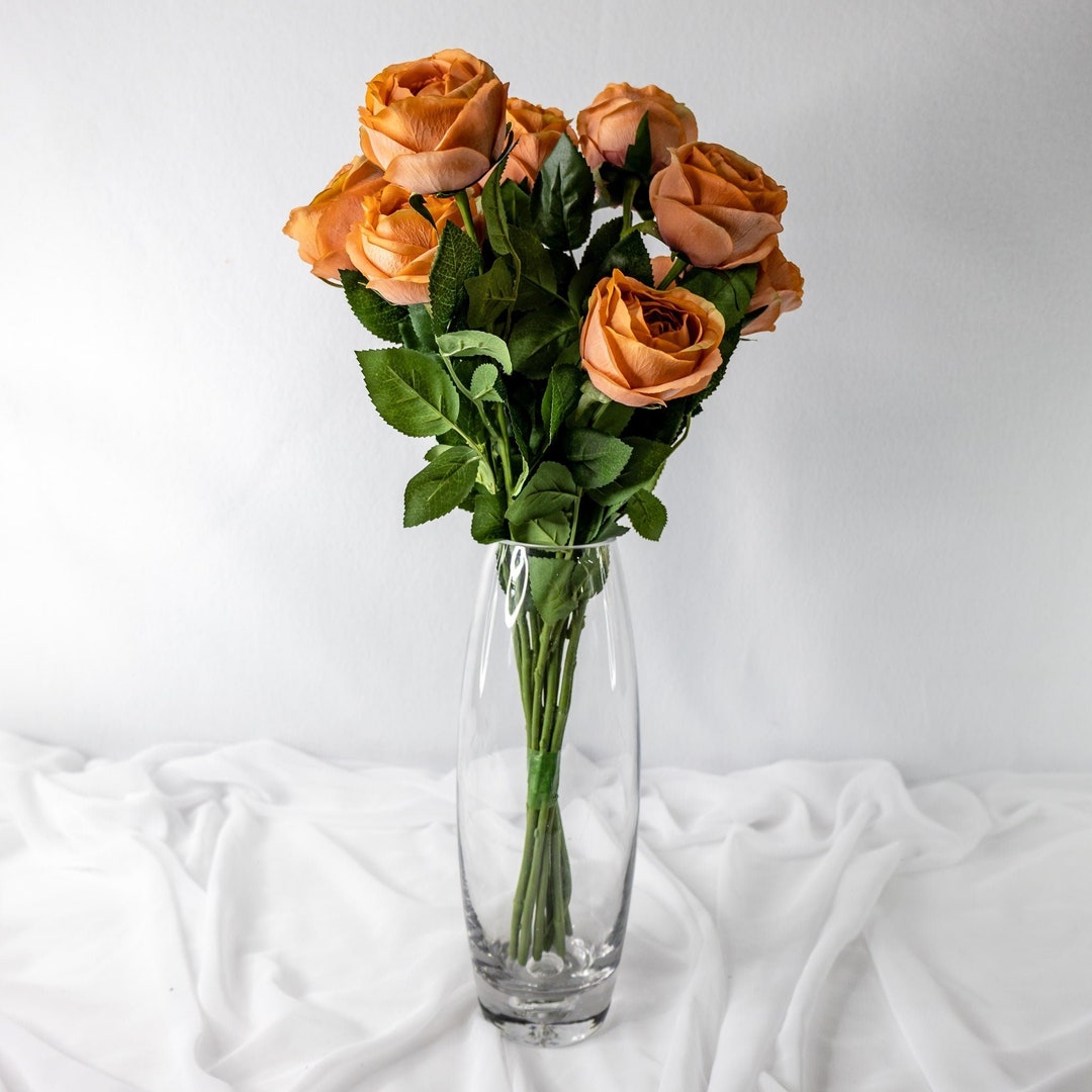 Burnt Sienna David Austin Real Touch Open Bud Rose -( 6 Pack ...