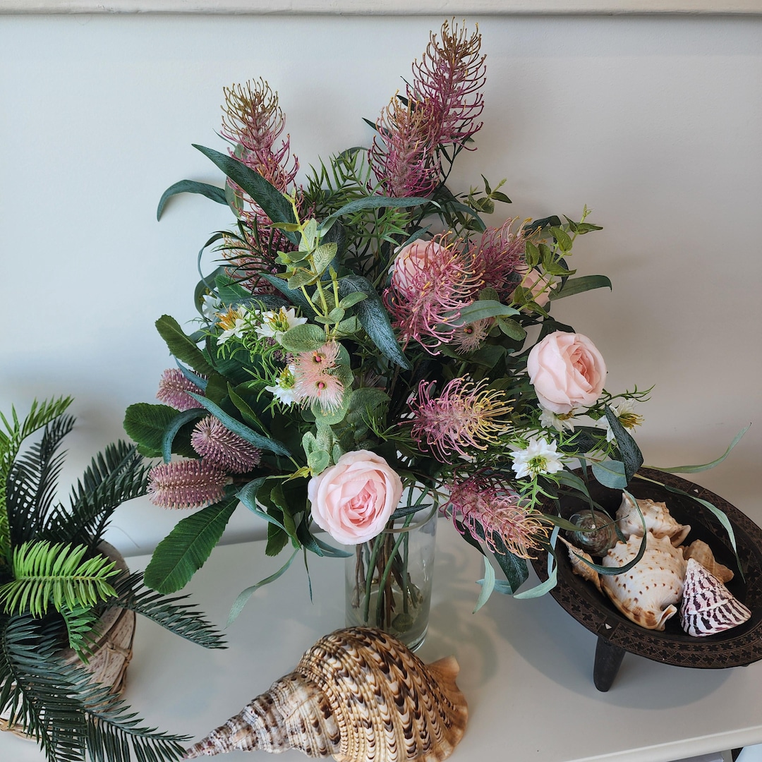 Pink Native Flower Arrangement-realistic Artificial Flowers - Etsy