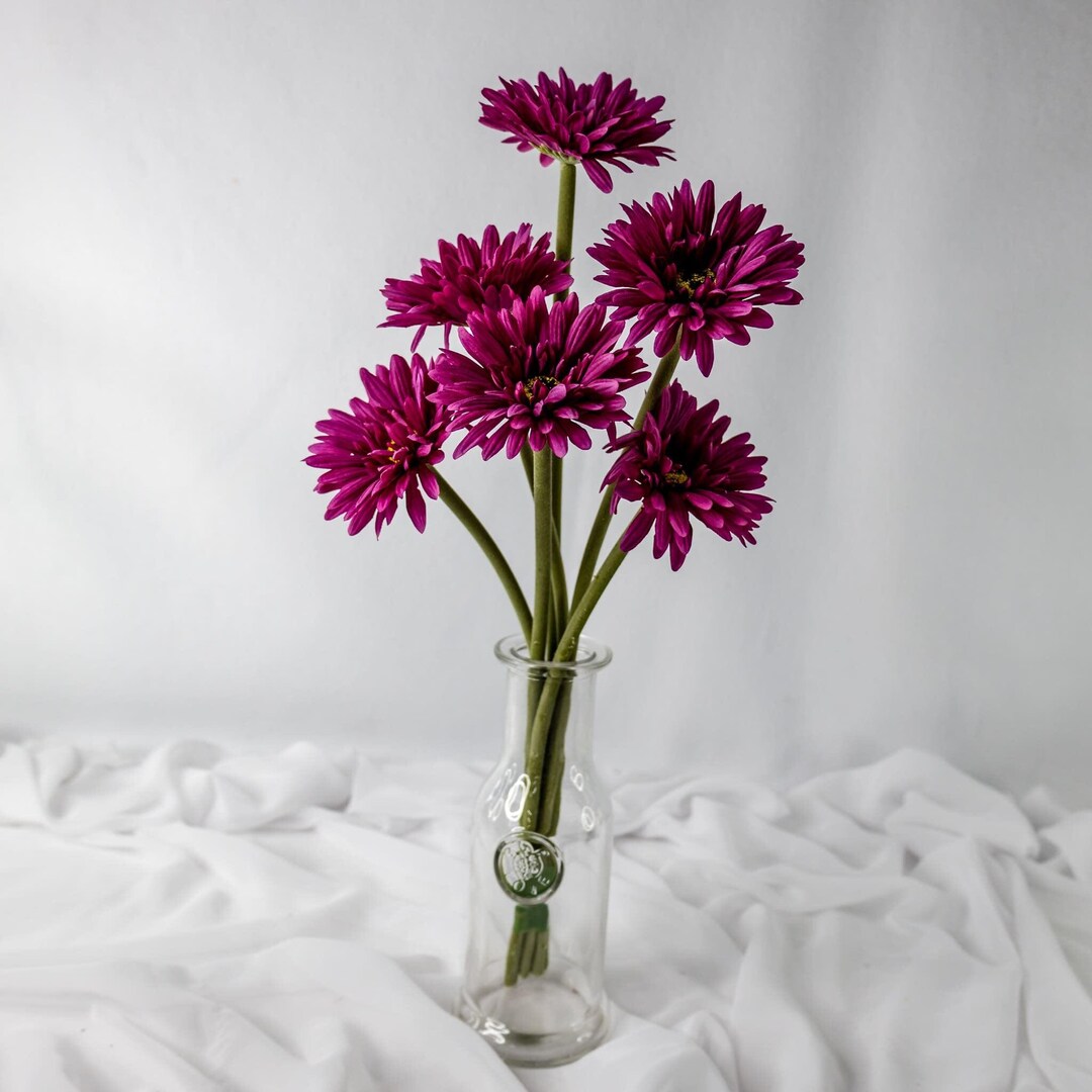 Magenta Real Touch Gerbera Stem – Artificial Gerbera Daisy, Faux ...