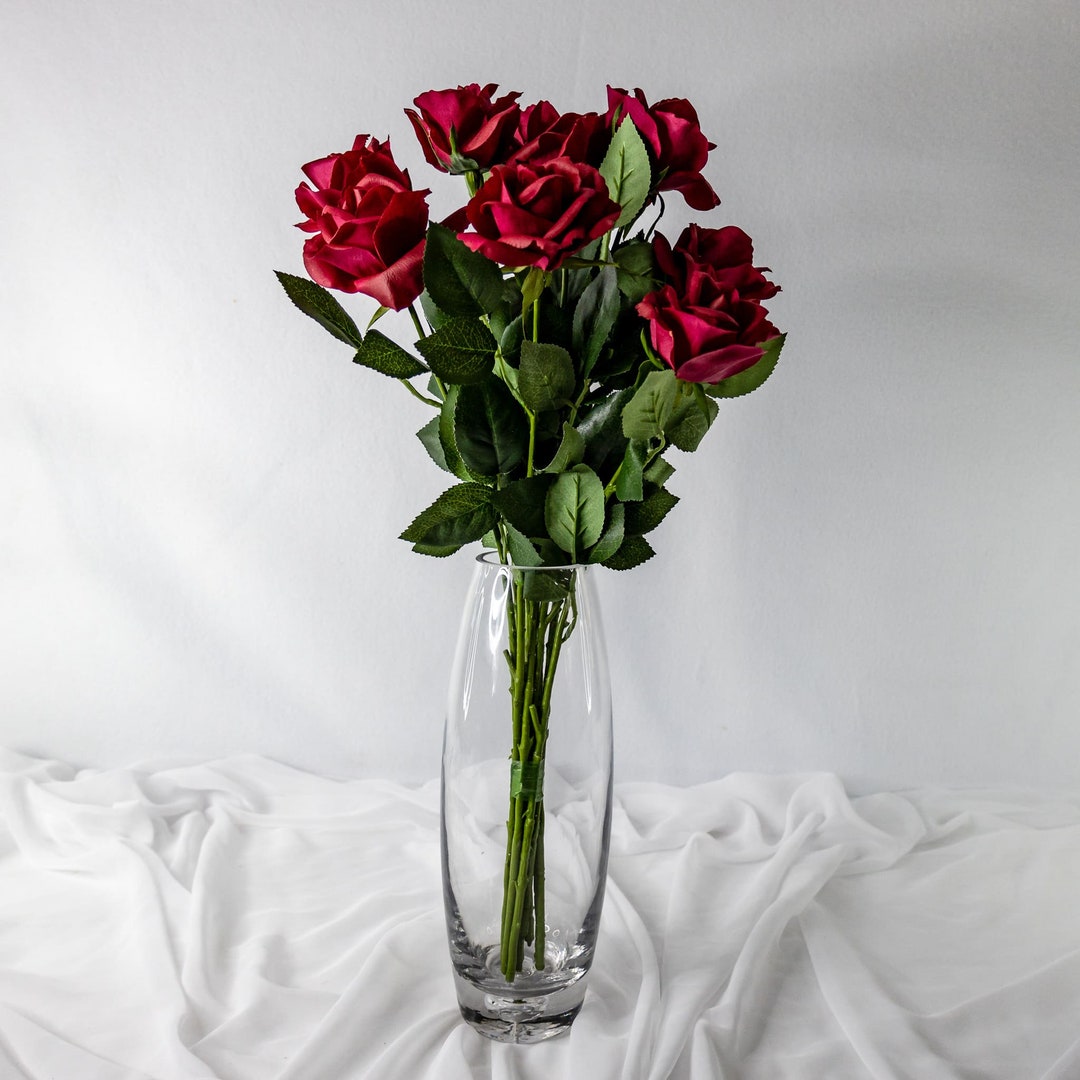 Red Real Touch Open Bloom Rose (6 Pack) -realistic Artificial Flowers ...