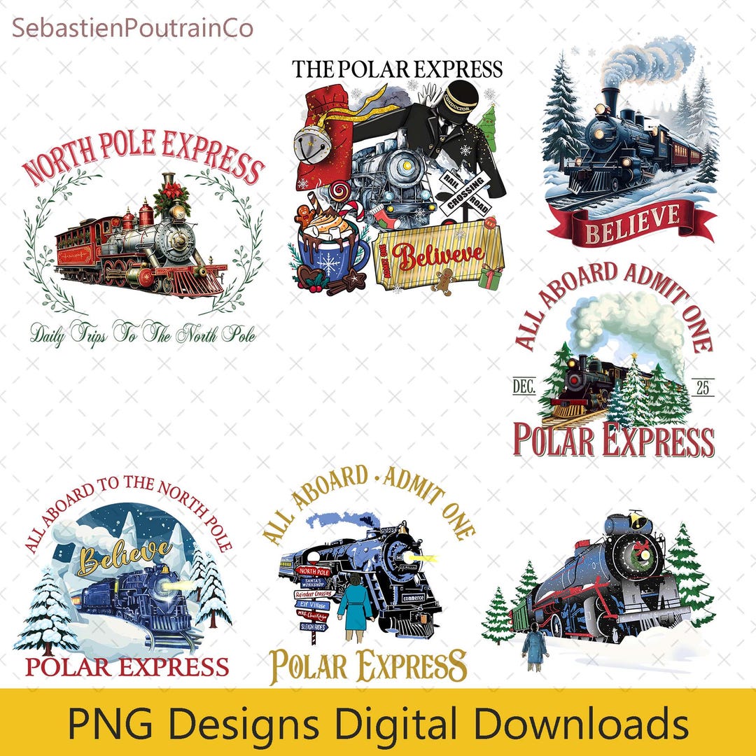 Watercolor Polar Express Clipart Bundle, Christmas Train, Believe Bell ...