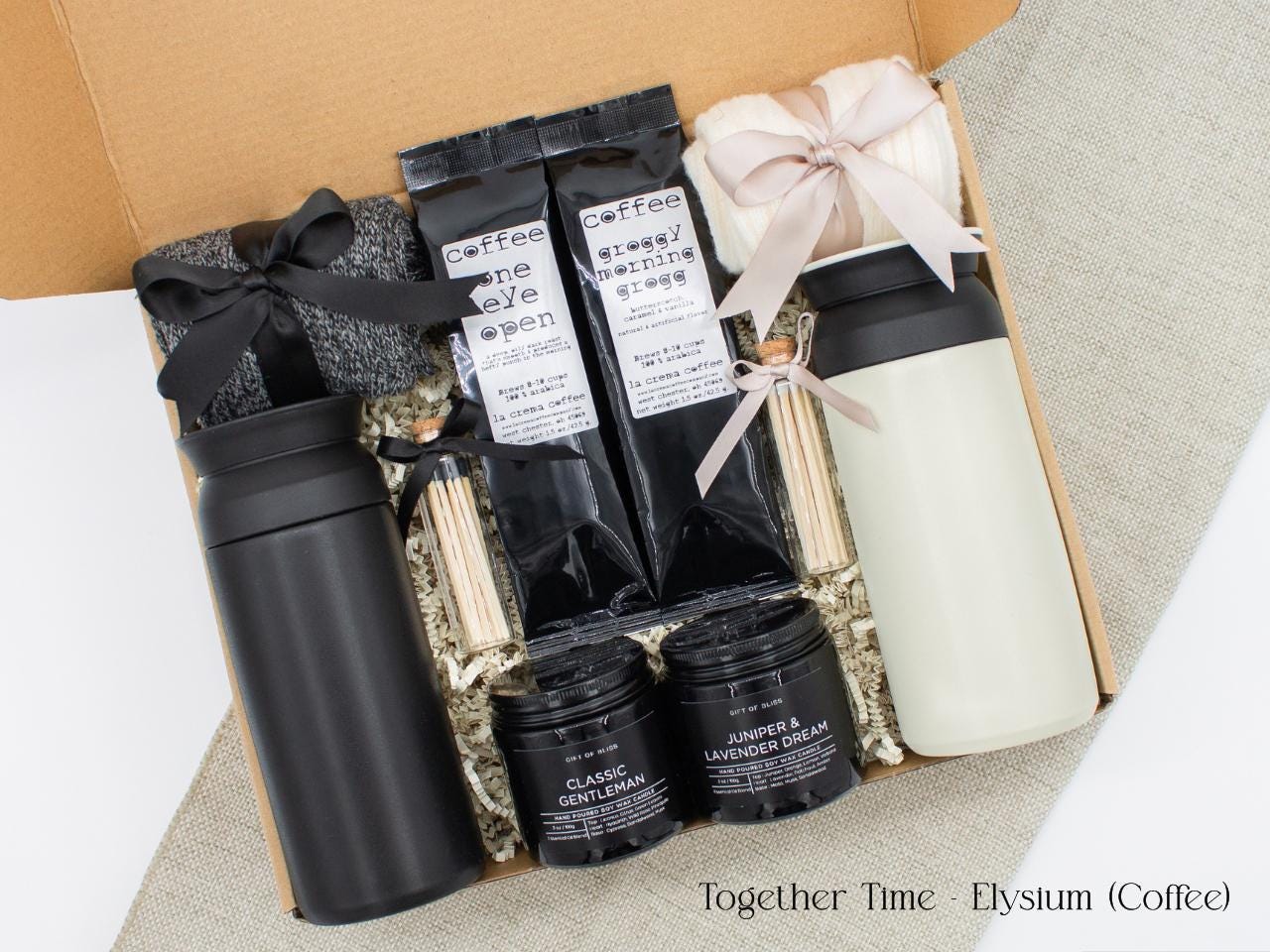 Holiday Couples Gift Set: Mugs, Popcorn, Candle & Socks. Cozy ...