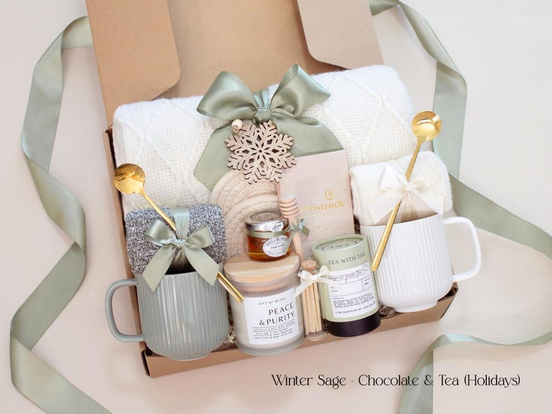 Holiday Couples Gift Set: Mugs, Popcorn, Candle & Socks. Cozy ...