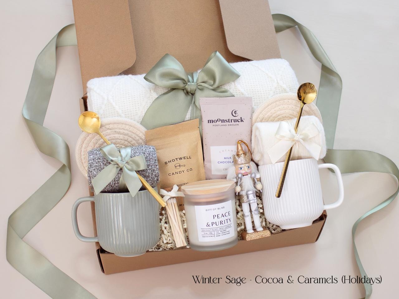 Holiday Couples Gift Set: Mugs, Popcorn, Candle & Socks. Cozy ...