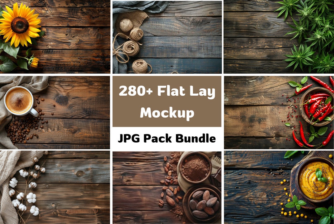 282 Table Flat Lay Mockup Bundle Rustic Backdrop Mockup Products ...