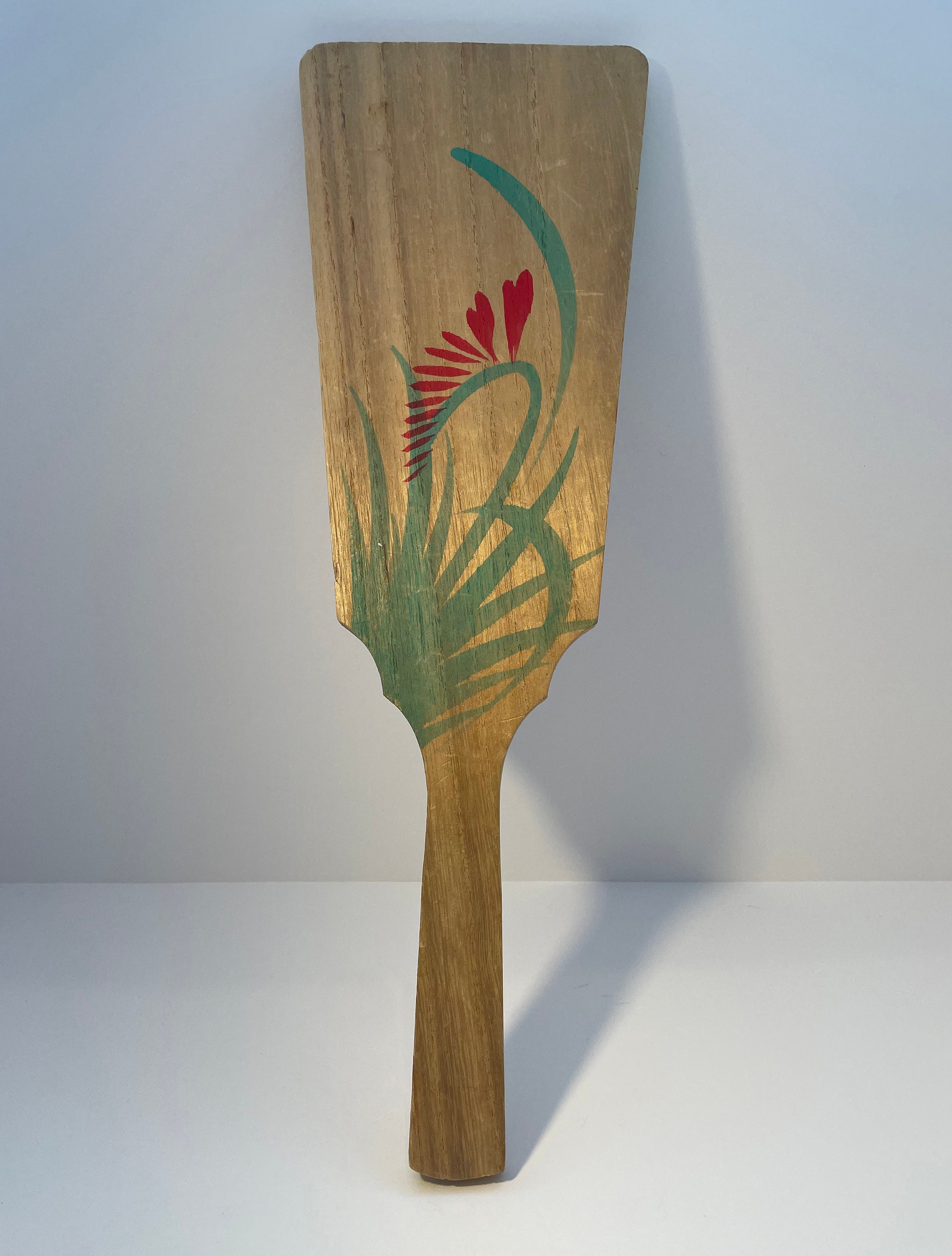 Vintage Hagoita Japanese Wooden Paddle Hand Painted Geisha Girl Used ...