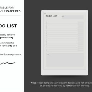 To Do List Template for Remarkable Paper Pro, Checklist Task Tracker ...
