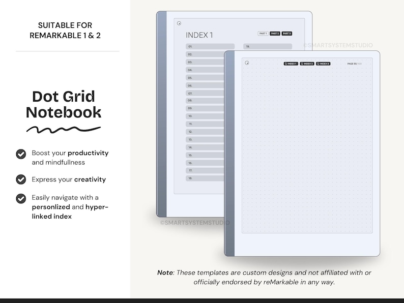 Bullet Journal for Remarkable 2 With 100 Dot Grid Notebook Pages ...