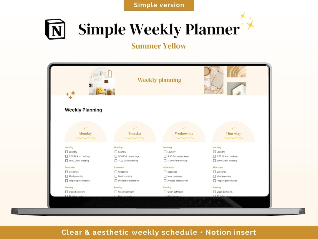 Notion Weekly Planner: Simple, Aesthetic One-page Template | Checklist ...