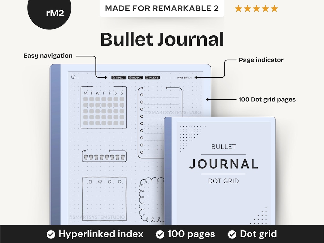Bullet Journal for Remarkable 2 & Paper Pure With 100 Dot Grid Notebook ...