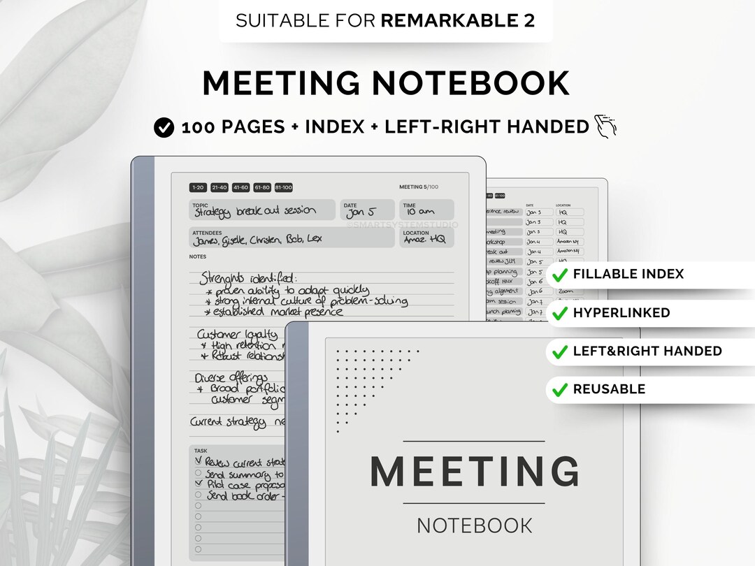 Business Meeting Notebook for Remarkable 2 Digital Appointment Notes E ...