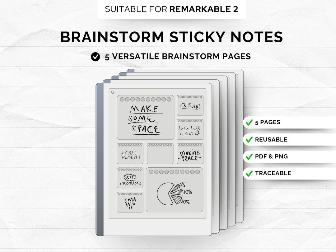 Brainstorm Sticky Notes Pages for Remarkable 2 | Traceable Shapes ...