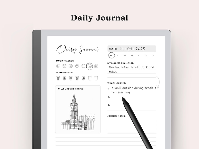 GTD Planner & Tracker Templates Bundle for Remarkable - Daily/hourly ...