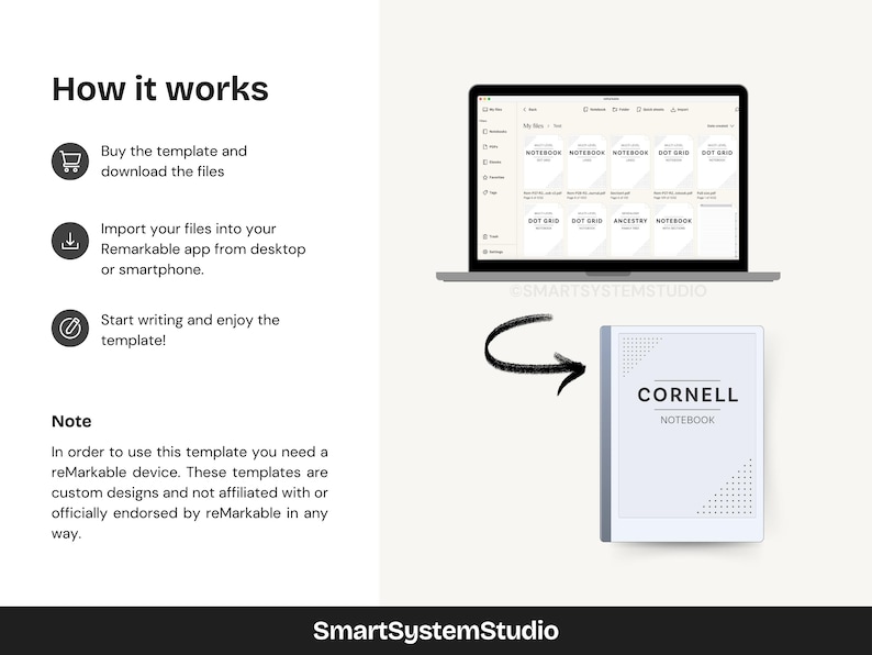 Cornell Notes Digital Notebook for Remarkable 2 & Paper Pure | Note ...