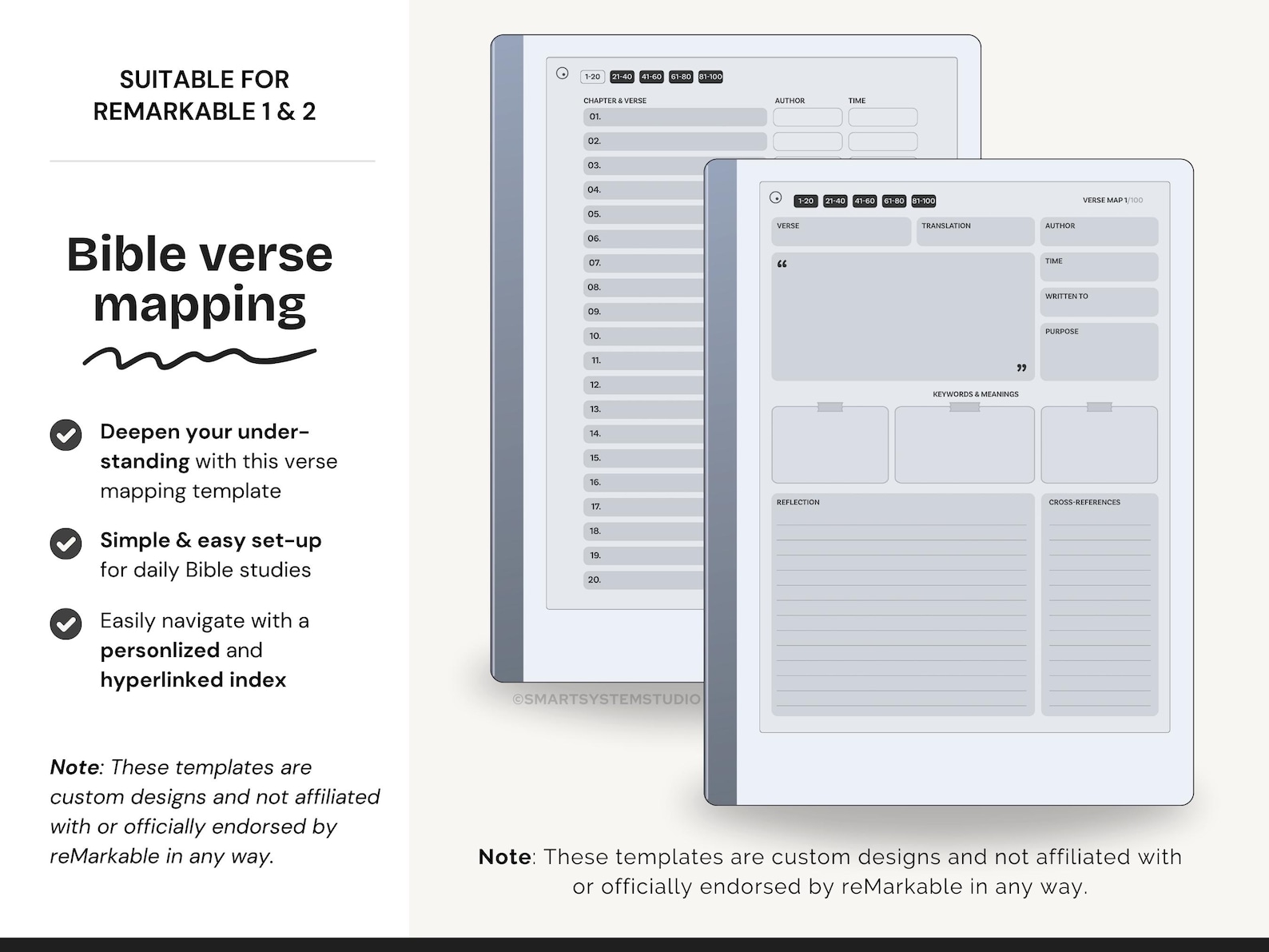Bible Verse Mapping Template for Remarkable 2 | Digital Scripture Study ...