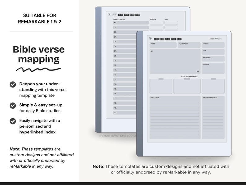 Bible Verse Mapping Template for Remarkable 2 | Digital Scripture Study ...
