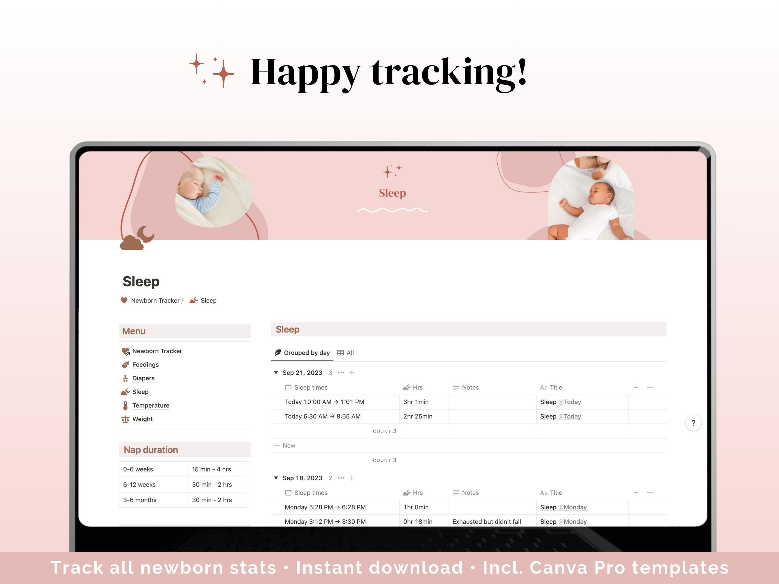 Notion Newborn Baby Tracker Aesthetic Pink Blush for Moms - Etsy