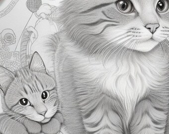 20 Page Pack Printable Cute & Epic Cats Coloring Book - Etsy