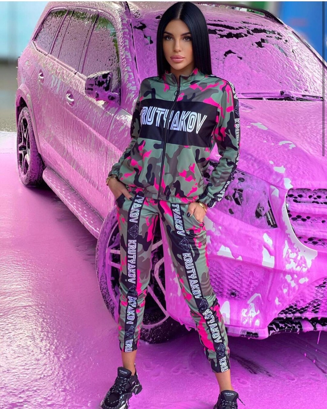Camouflage Pattern Tracksuit Women, Military Army Sweatsuit Set ...