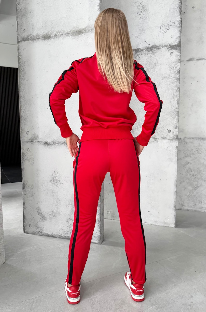 Red Stripe Tracksuit Women, Y2K Two Piece Set, Sporty Chic Airport ...