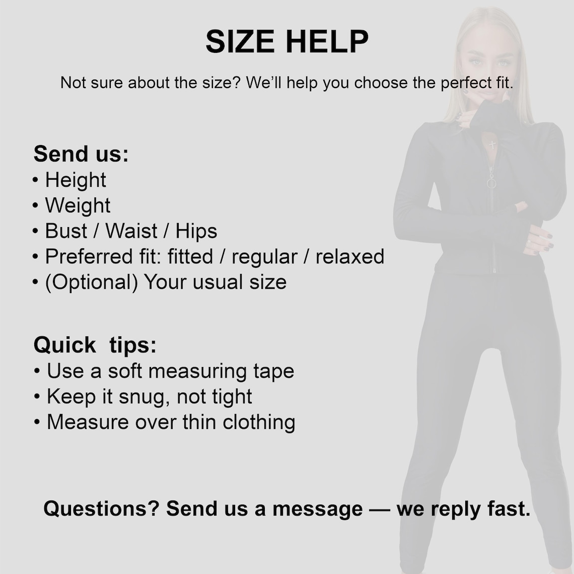 Women’s Size Chart Printable, Body Measurements Guide, PDF PNG, A4 US ...