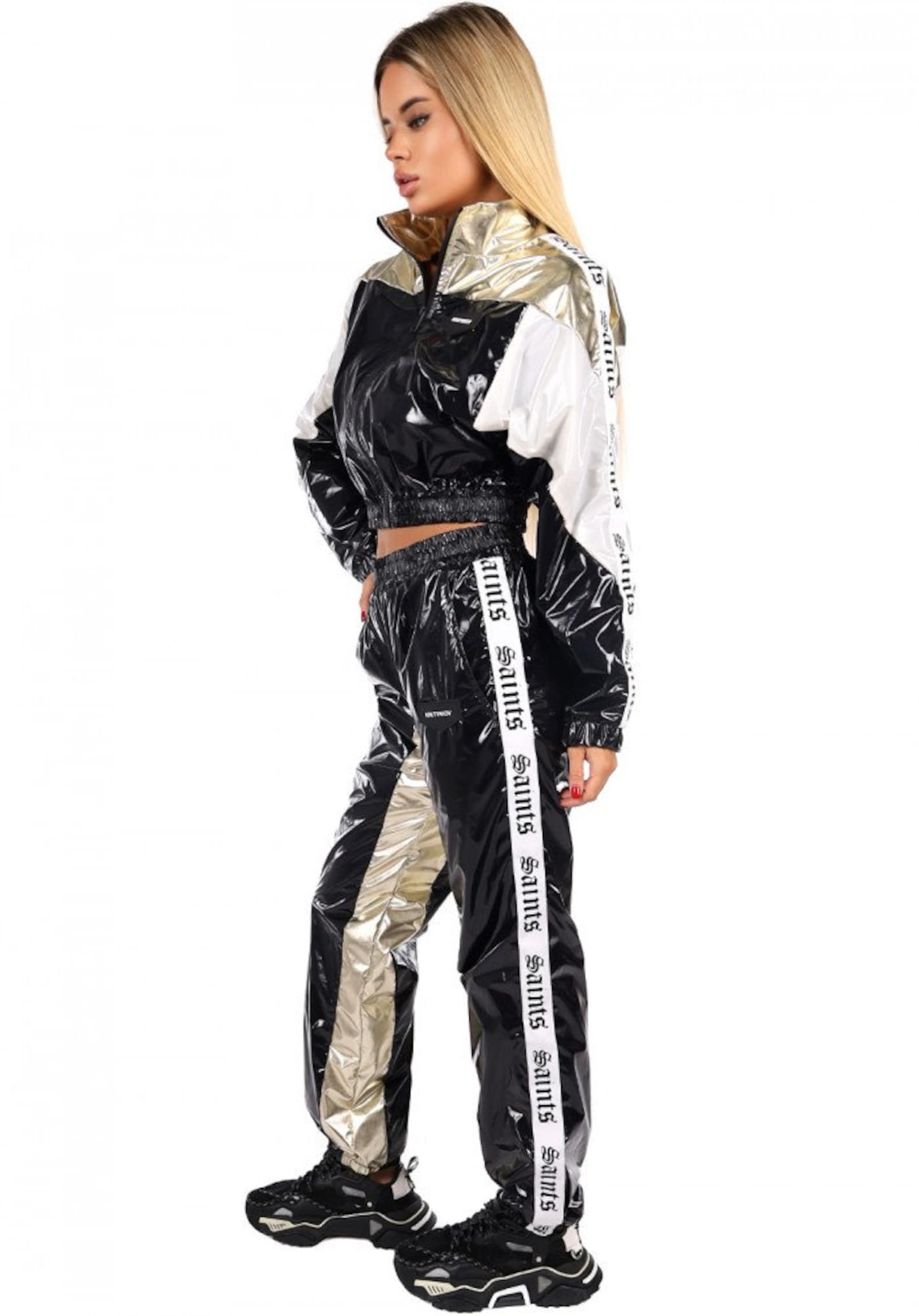 Shiny Nylon Tracksuit Women, 90s Two Piece PVC Set, Y2K Jogger Outfit ...