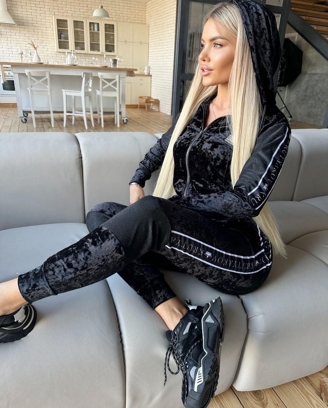 Women Velour Tracksuit, Casual Velvet Women, Luxorious Set, Comfort ...