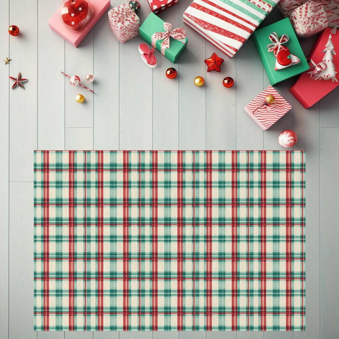 Vintage Christmas Plaid Porch Indoor/outdoor Rug | Winter Front Porch ...