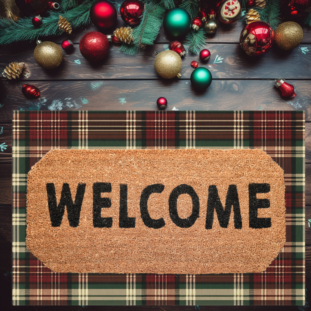 Vintage Christmas Plaid Indoor/outdoor Rug | Winter Front Porch Decor ...