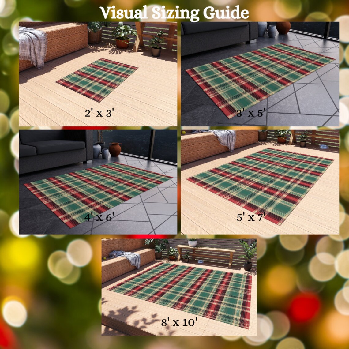 Vintage Christmas Chunky Plaid Porch Indoor/outdoor Rug Winter Front ...