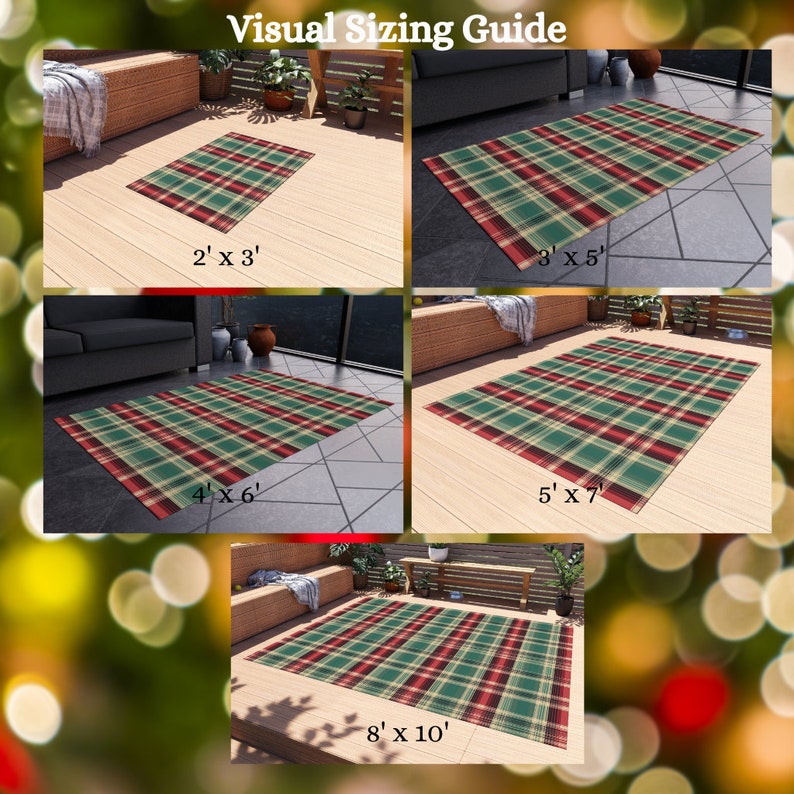 Vintage Christmas Chunky Plaid Porch Indoor/outdoor Rug | Winter Front ...
