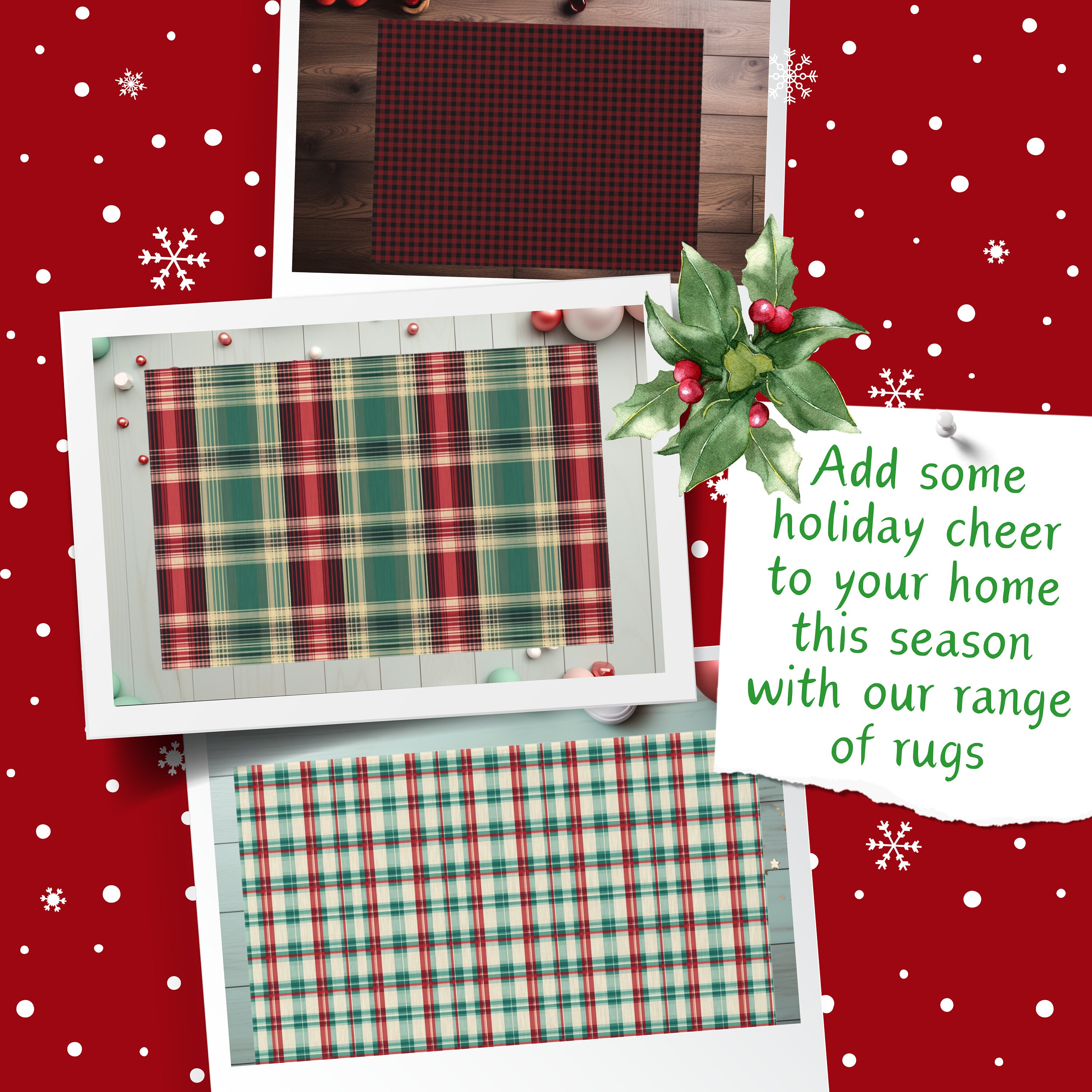 Vintage Christmas Chunky Plaid Porch Indoor/outdoor Rug | Winter Front ...