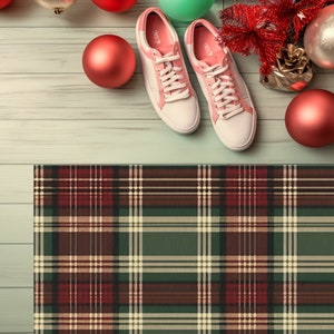 Vintage Christmas Plaid Indoor/outdoor Rug | Winter Front Porch Decor | Holidays Decor ...