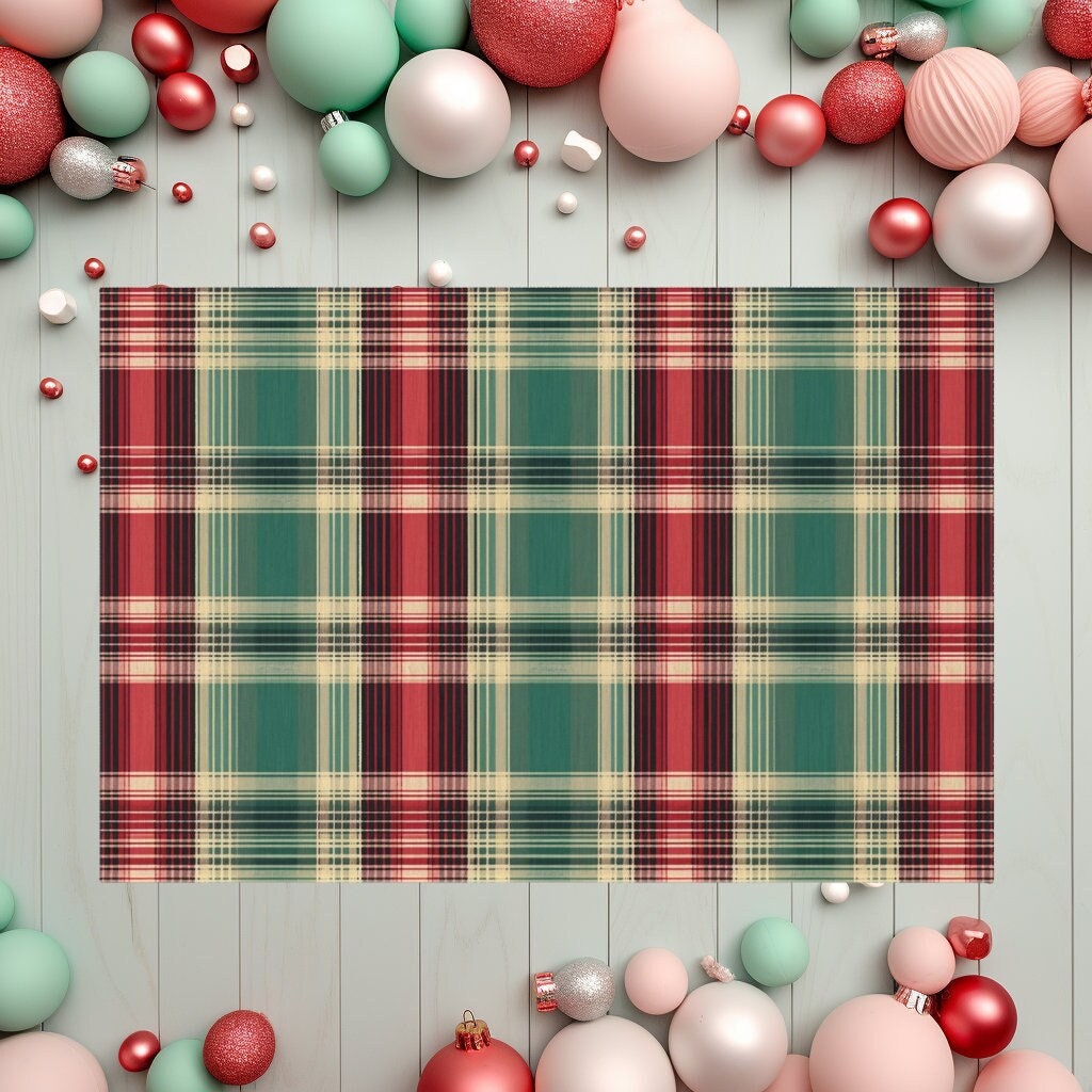 Vintage Christmas Chunky Plaid Porch Indoor/outdoor Rug | Winter Front ...